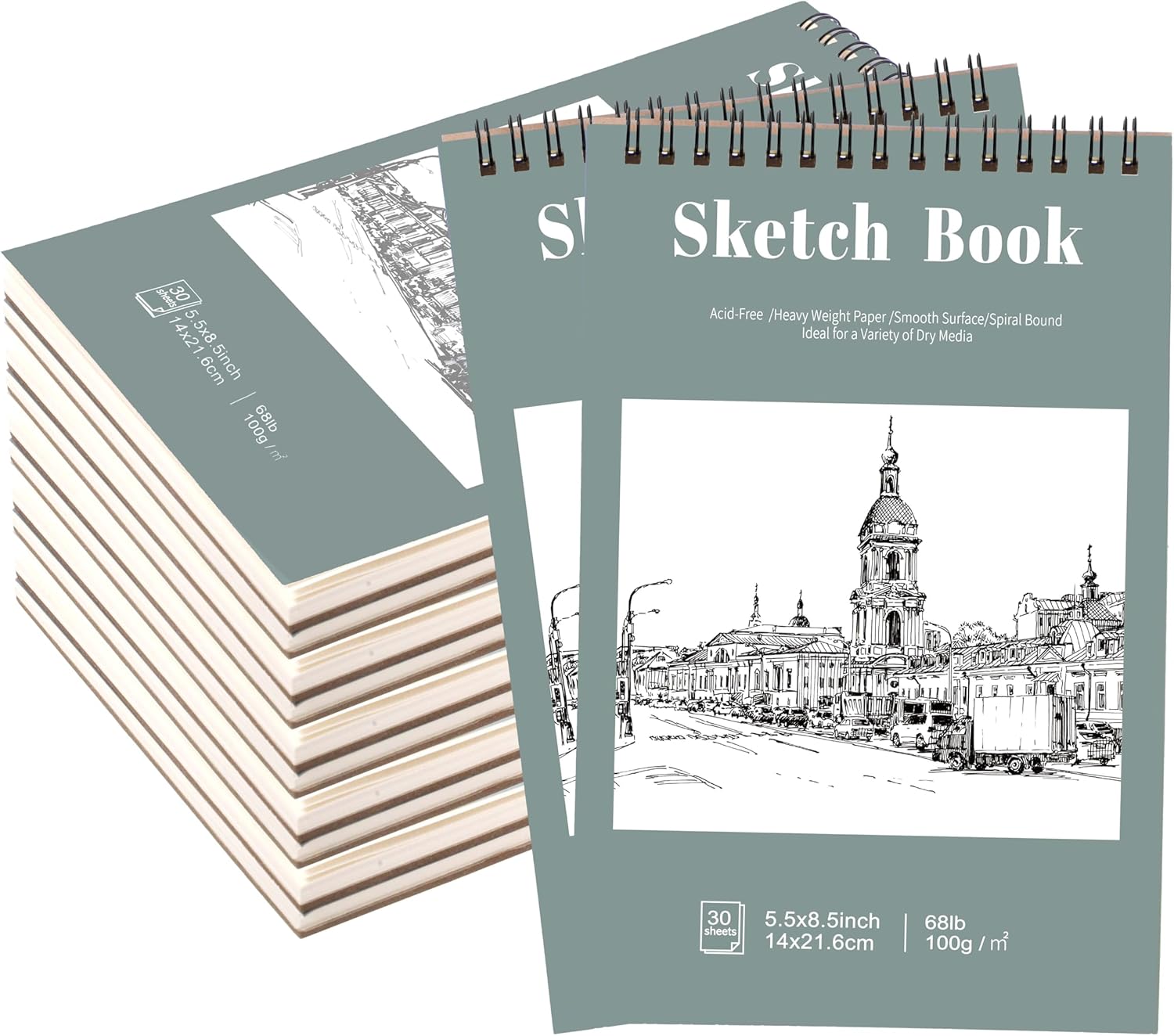 Amazon.com: 12 Pack Sketch Book, 5.5 x 8.5 Inch Sketchbook, 68lb/100gsm ...
