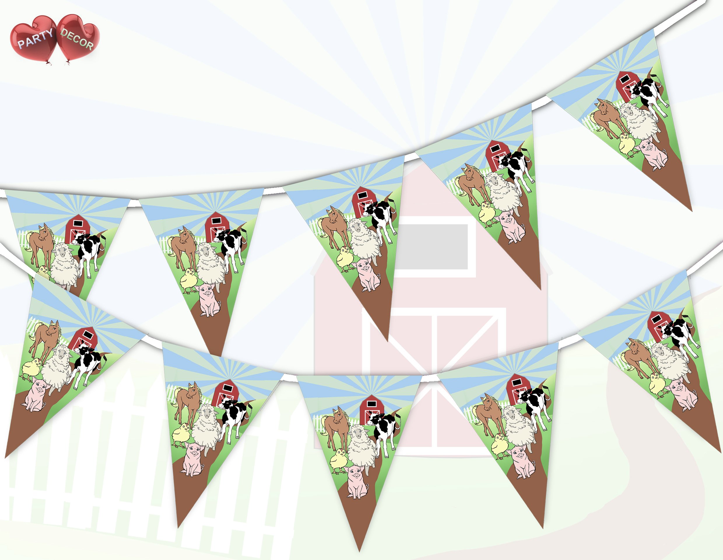 Farmyard Themed Bunting Banner 15 flags Animals Group for simply ...