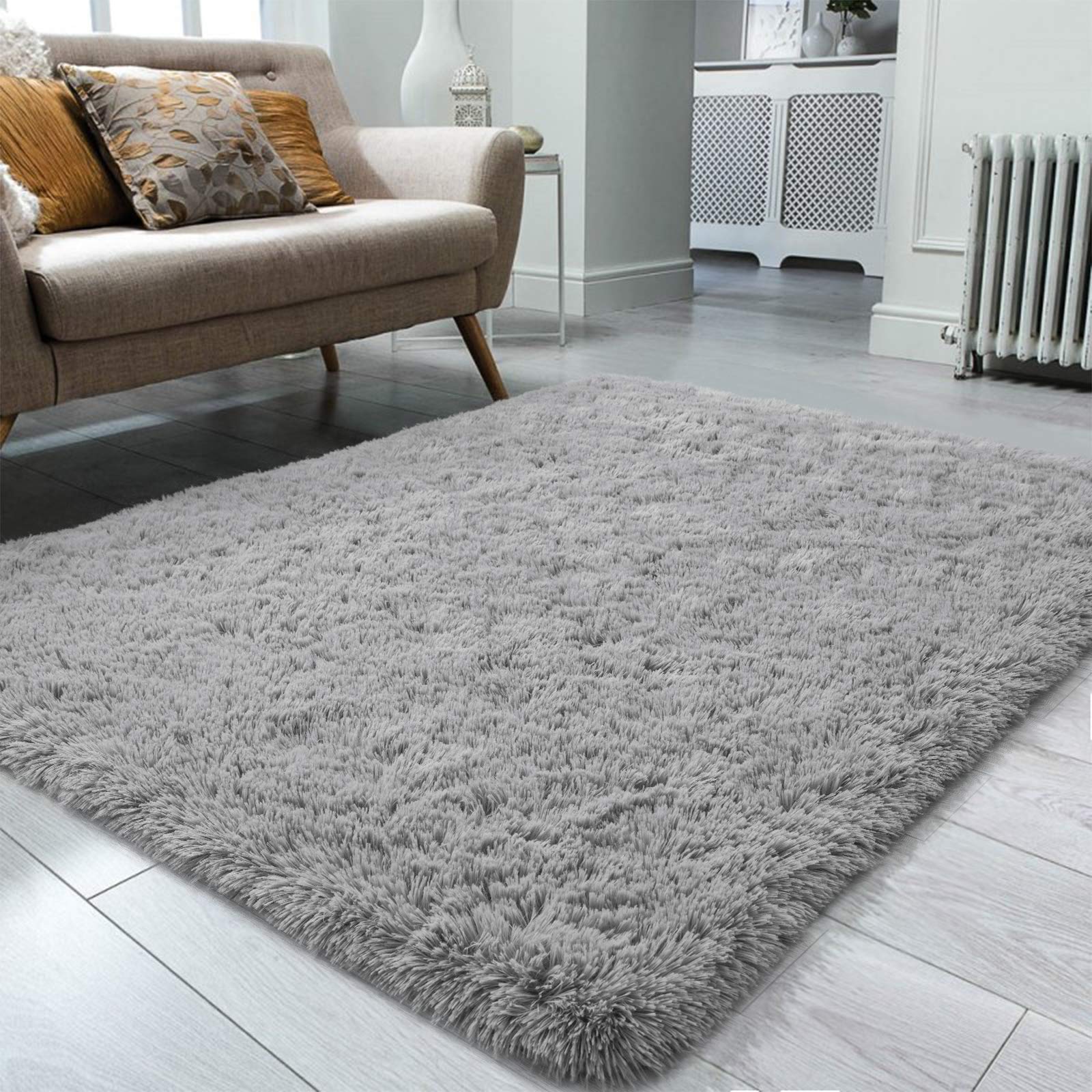 Amazon.com: Ompaa Fluffy Rug, Super Soft Fuzzy Gray Area Rugs for ...