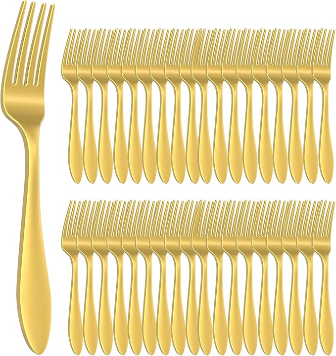 Amazon.com: ZONBAIZEY 50 Pack Disposable Gold Plastic Forks, Solid and ...