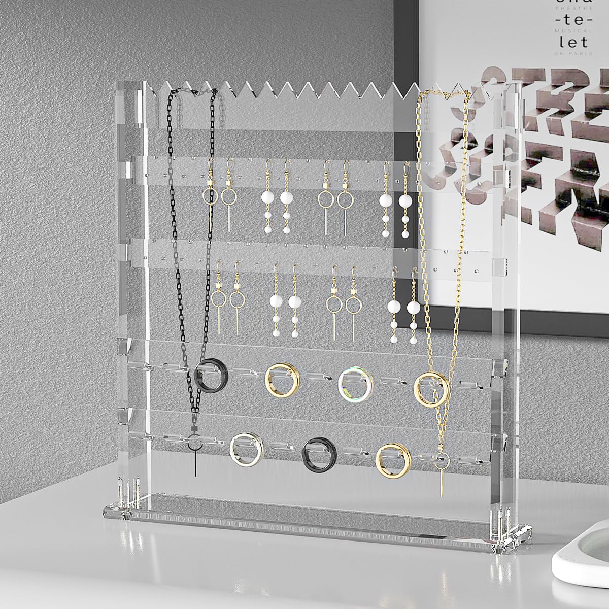 Amazon.com: Justsoso Acrylic Jewelry Holder Stand, Necklace Earring ...