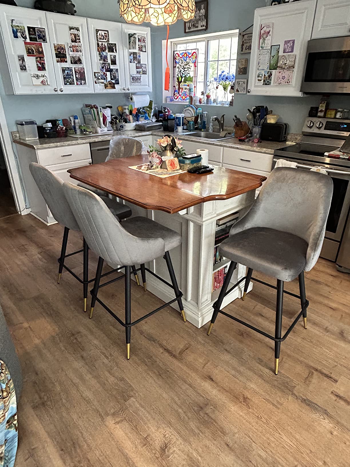 $18/mo - Finance Nopurs Bar Stools Set of 2,Modern Velvet Bar Chairs ...