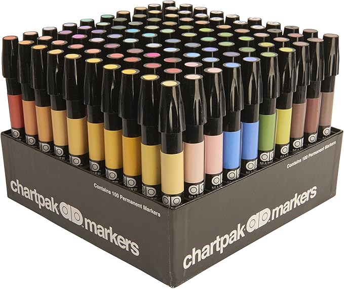 Amazon.com : AD Marker The Original Chartpak, Tri-Nib, 100 Assorted ...