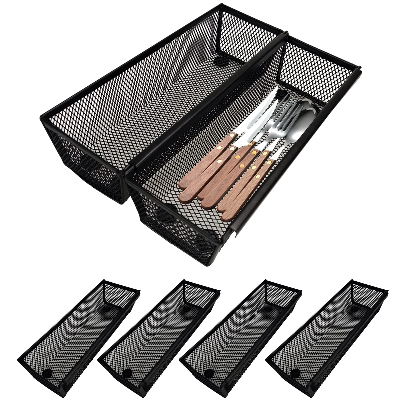 Amazon.com: RETOONGKING Stackable mesh drawer organizer,6pc silverware ...