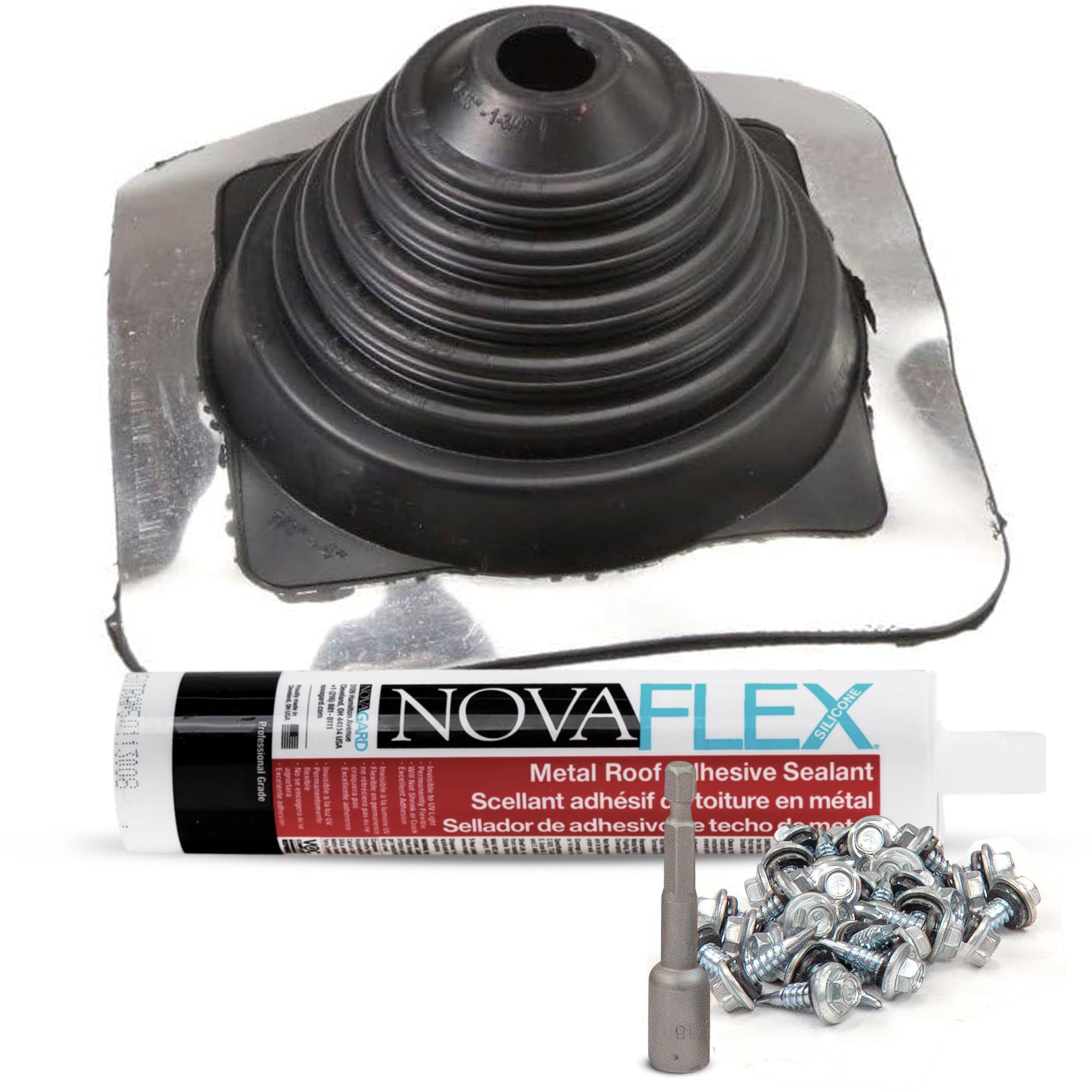 Fasteners Plus #2 EPDM Roof Flashing Boot Kit, Fits Pipe Diameters 7/8 ...