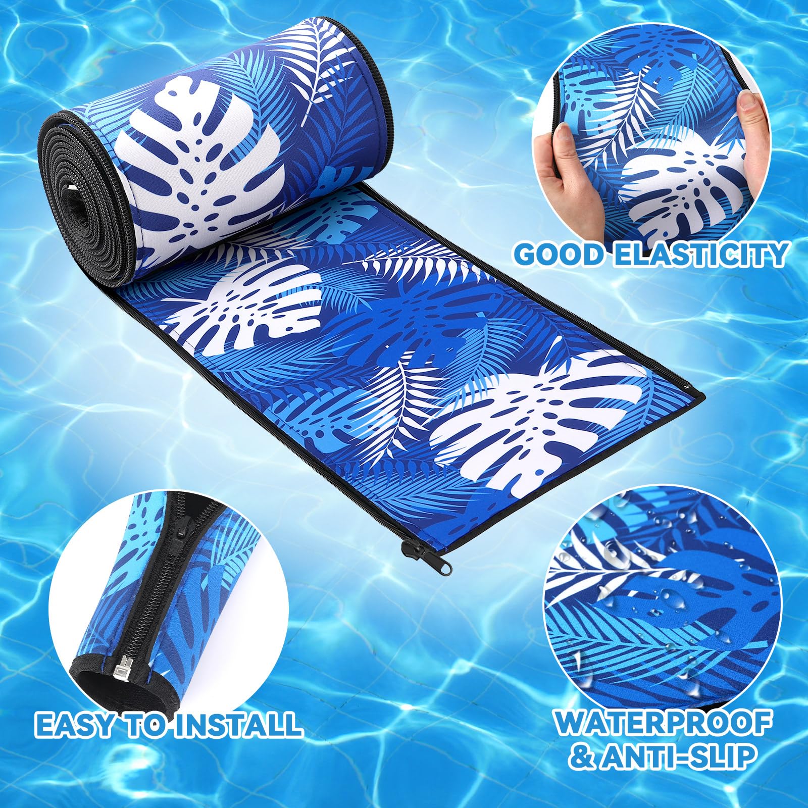 Snapklik.com : JULMELON Pool Handrail Cover 2 Pcs Blue And White Pool ...