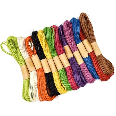 Skyzone Coloured Jute Twine String, 12 Colors Natural Jute String ...