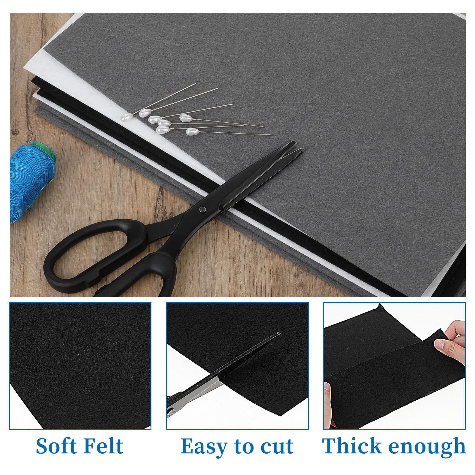 A4 Felt Sheets for Crafts 12 Pcs Soft Fabric Skin Felt Nonwoven Felt ...