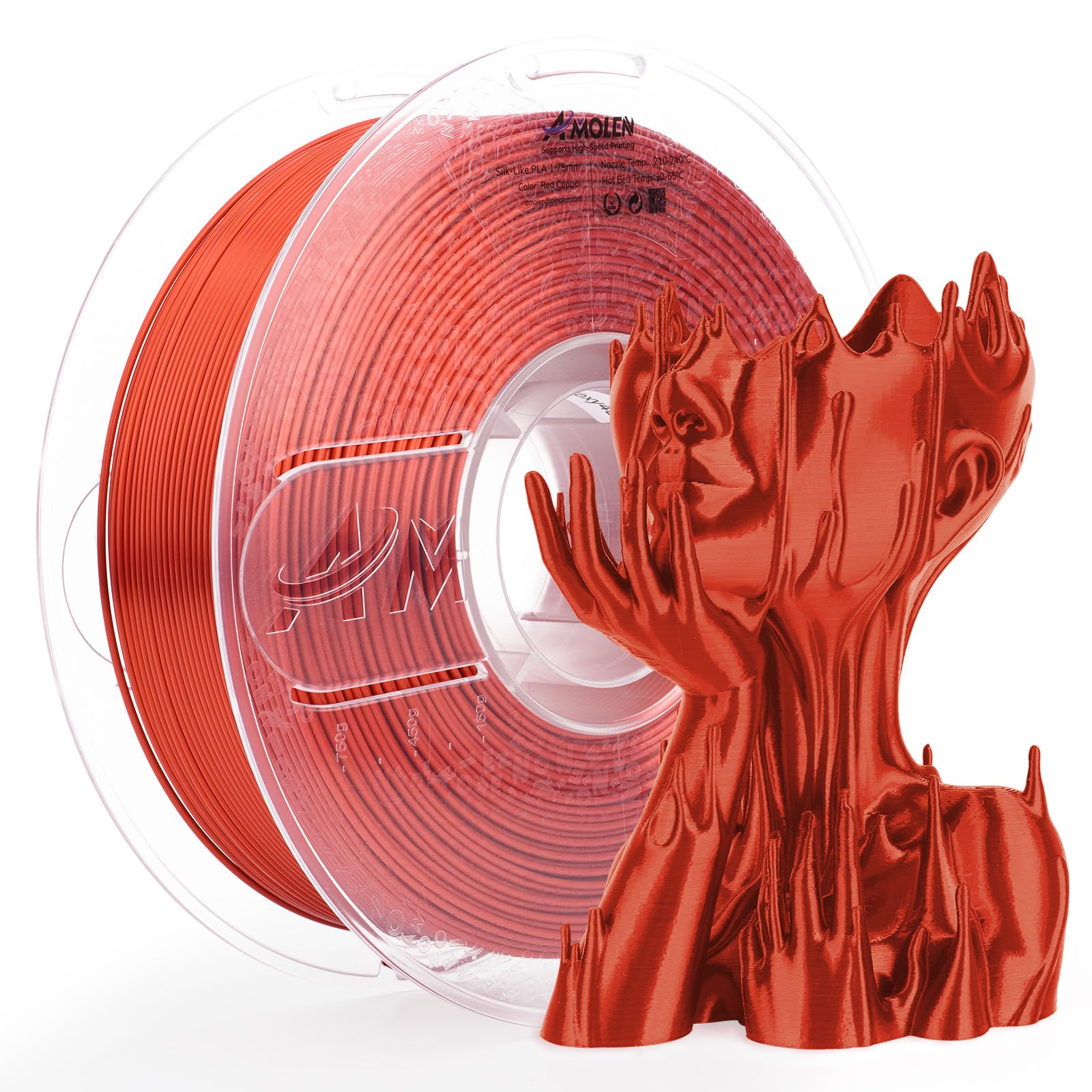 Amazon.com: AMOLEN Silk PLA 3D Printer Filament, Shiny Silk Red Copper ...