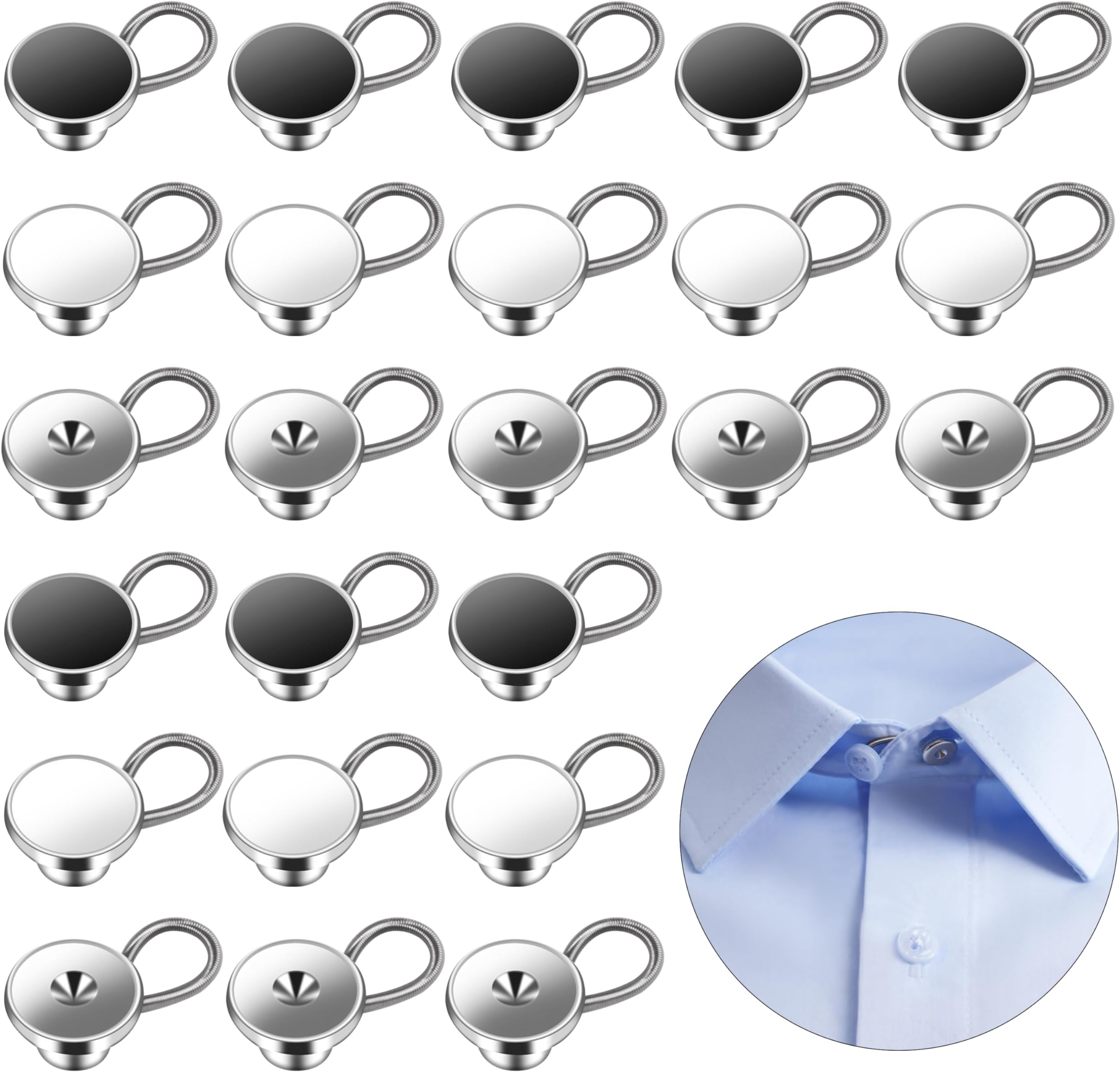 Amazon.com: TOOINKCV 20 Pcs Shirt Collar Button Extenders, Elastic ...