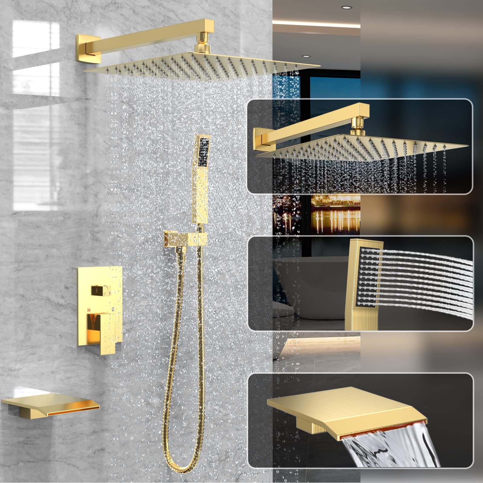 Snapklik.com : Shower System Rain Shower Faucet Set