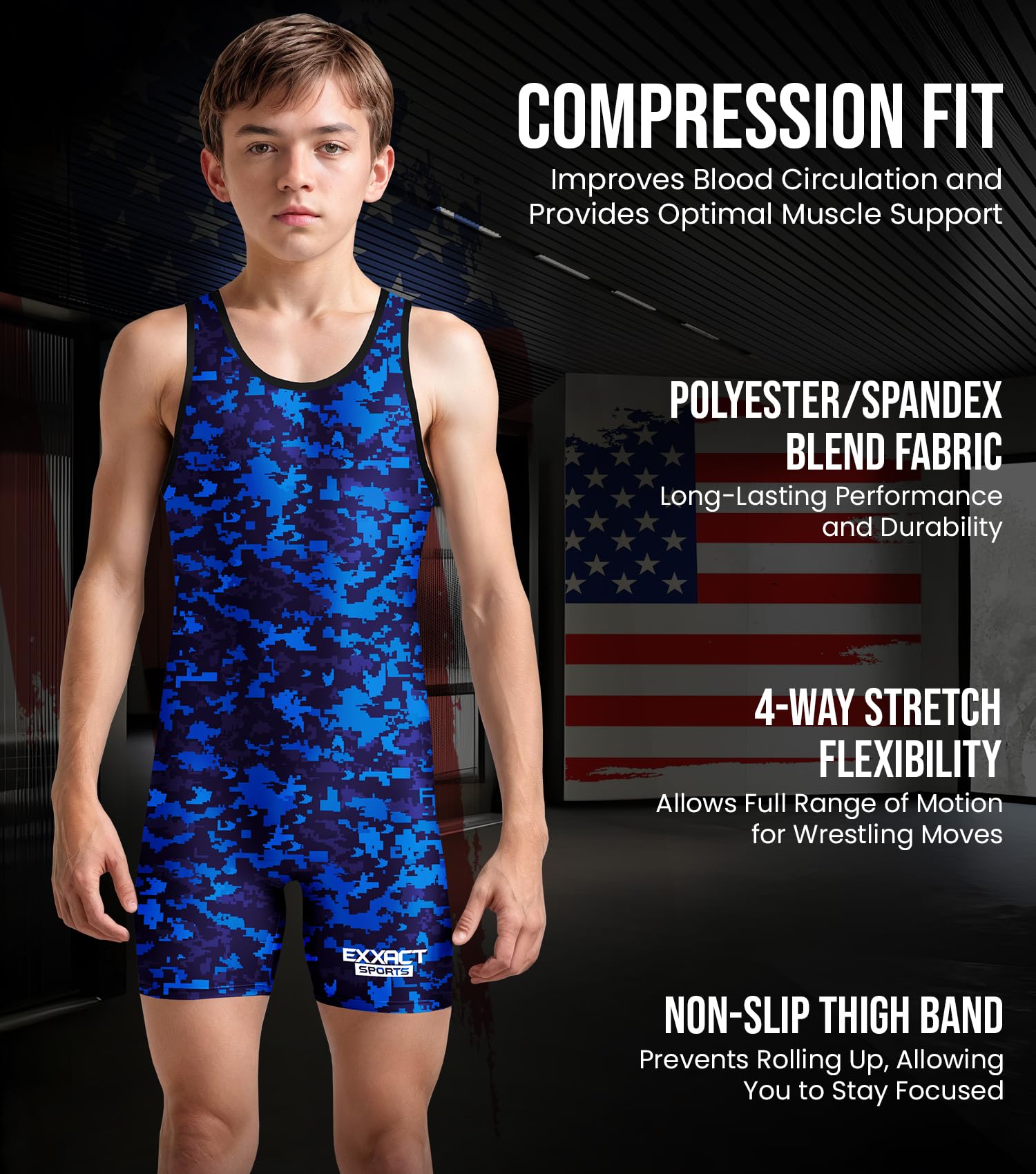Snapklik.com : Exxact Sports Digital Camouflage Youth Wrestling Singlet ...