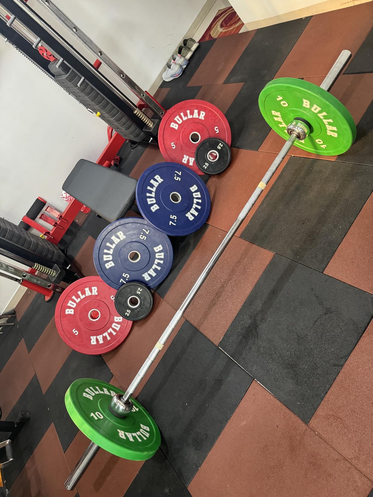 Buy BULLAR Bumper plates with olympic barbell (15 KG SET (7.5 KGx2 ...