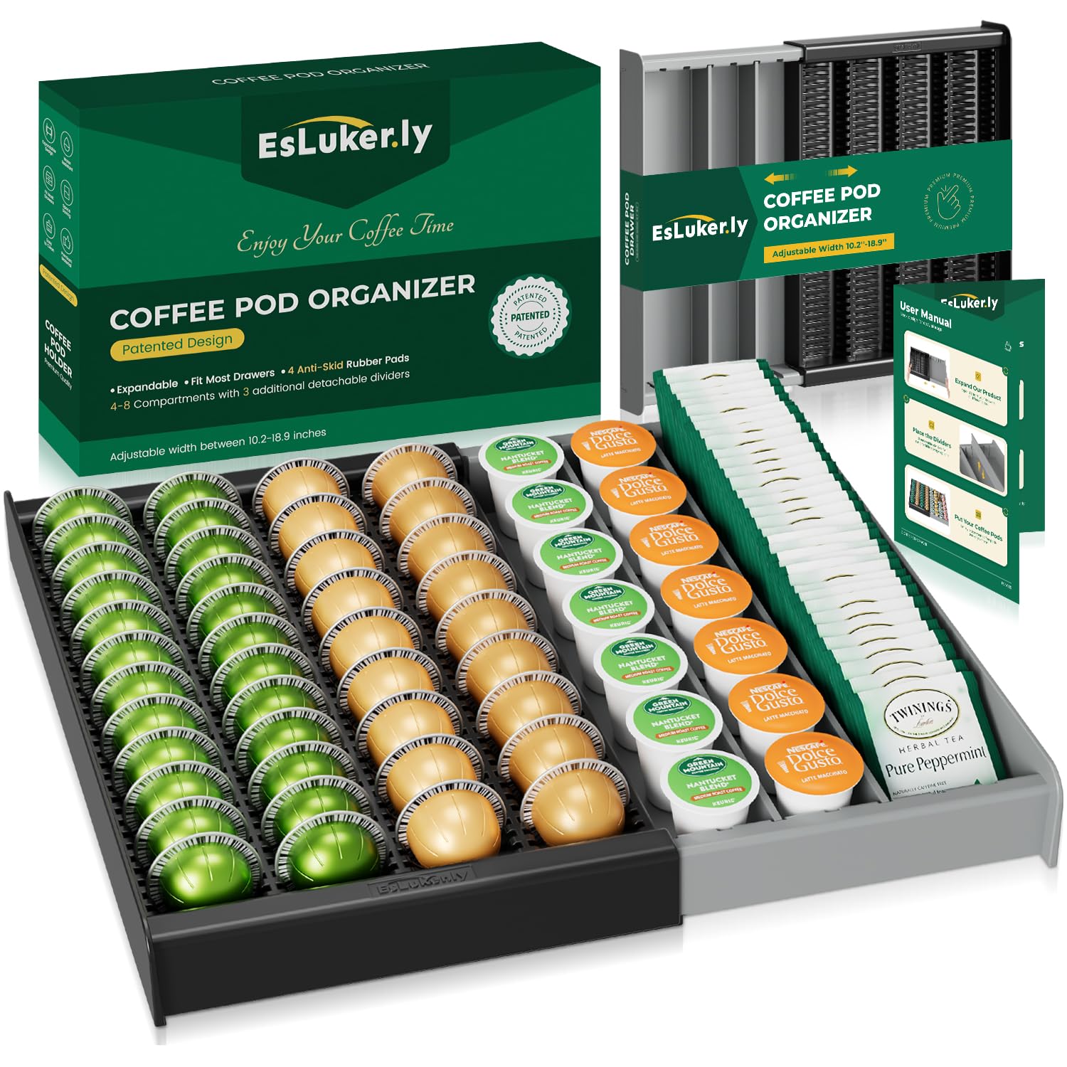 Amazon.com: EsLuker.ly K Cup Coffee Pod Holder Organizer, Plastic ...