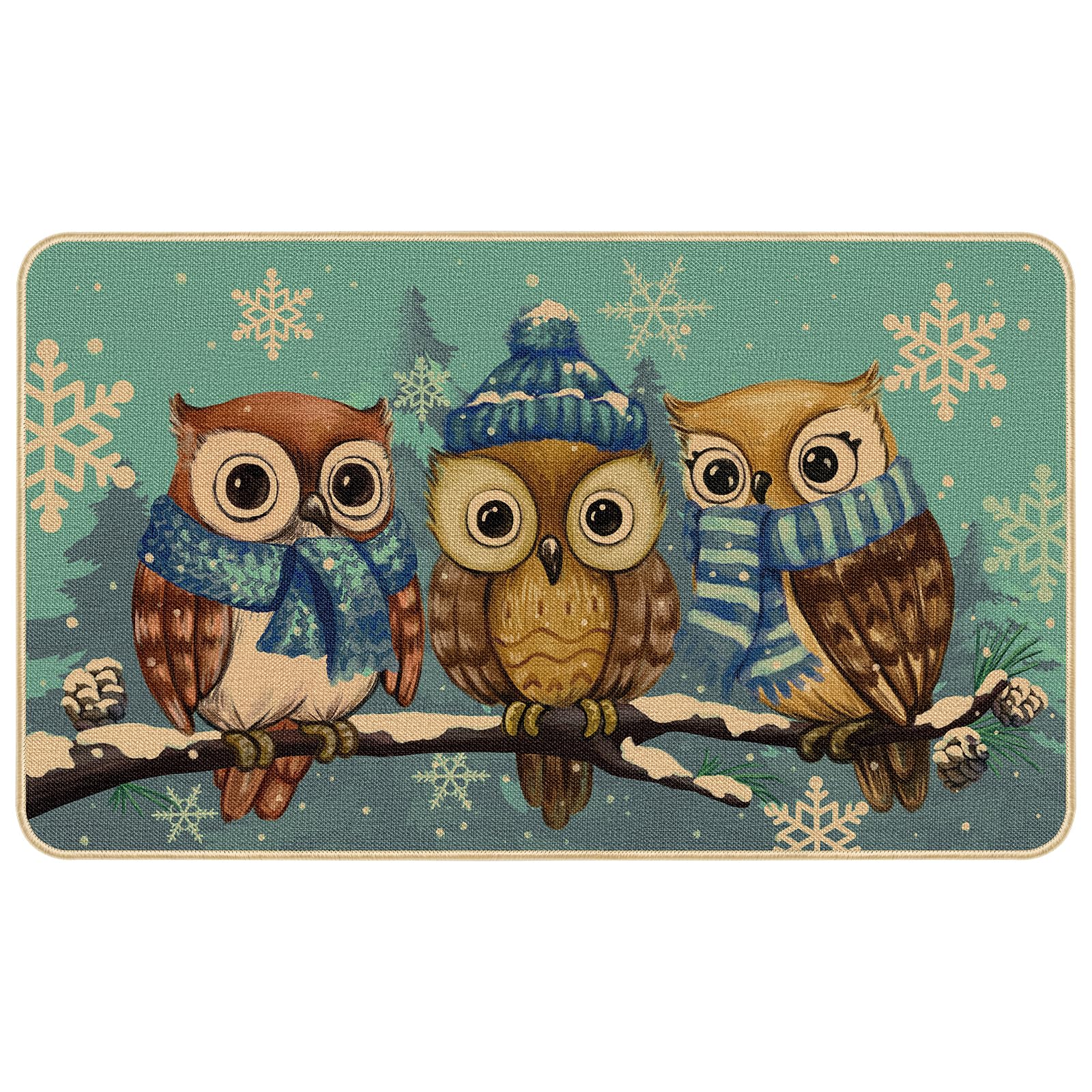 Amazon.com: Winter Door Mat, Non Slip Owl Welcome Entrance Mats ...