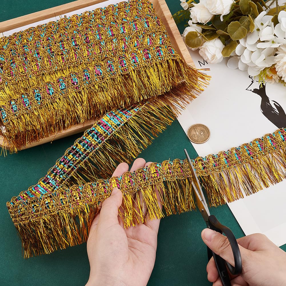 Gold Trim 9.3 Yard Sequinned Lace Trim 1-3/8 Inch 34mm Metallic ...