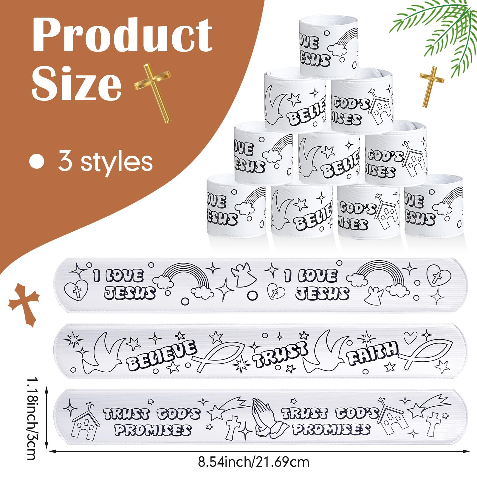 Snapklik.com : Deekin 300 Pcs Color Your Own Faith Slap Bracelets Jesus ...