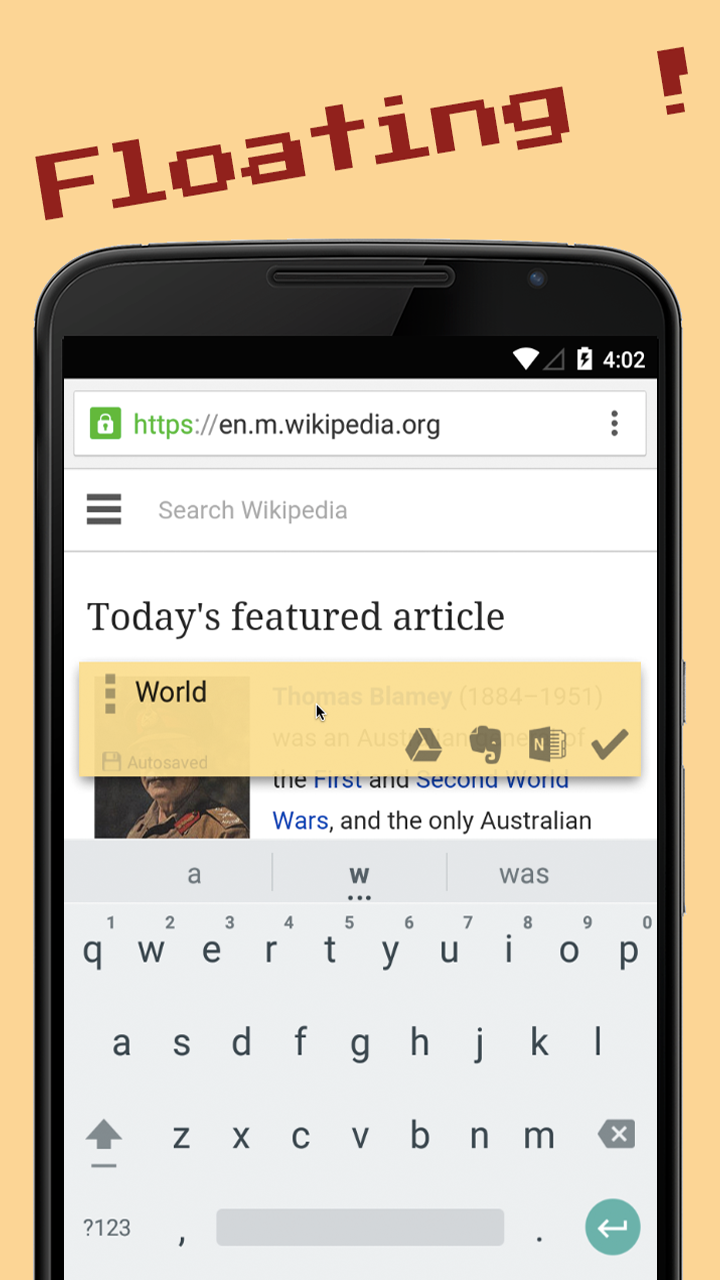 1Sec Note: Floating Cloud Note - App on Amazon Appstore