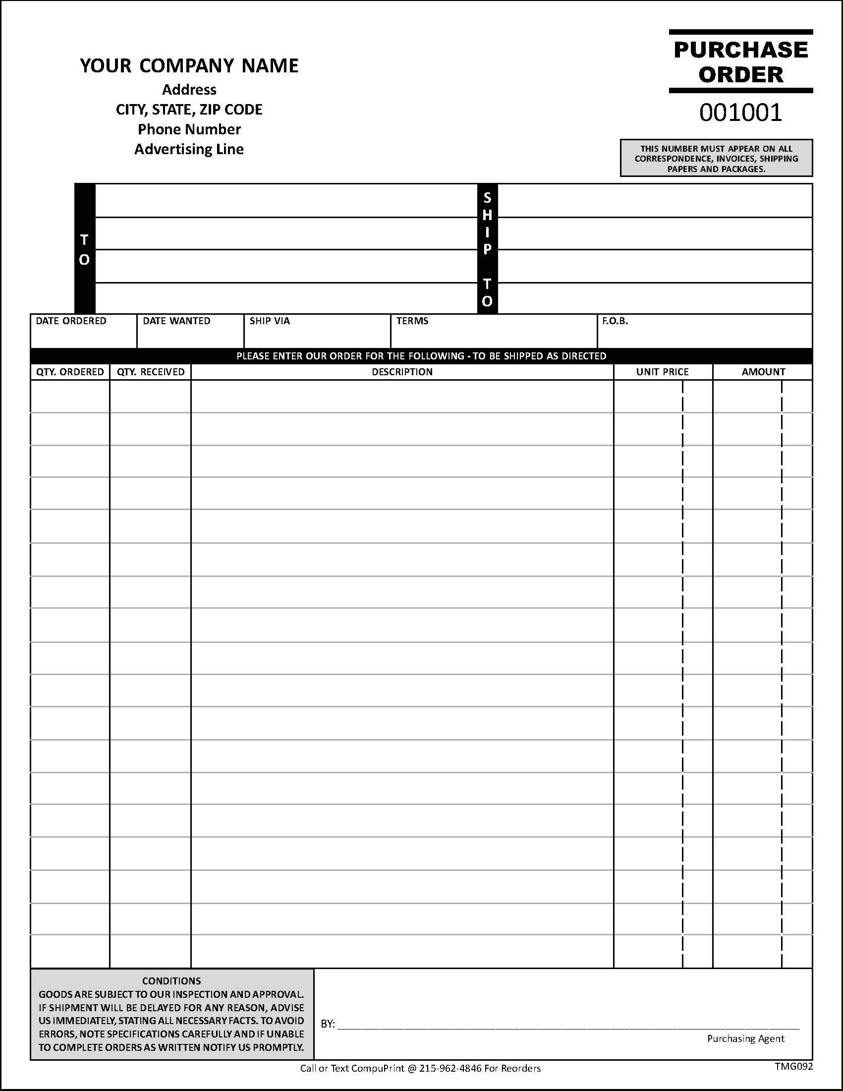 Blank Purchase Order Form