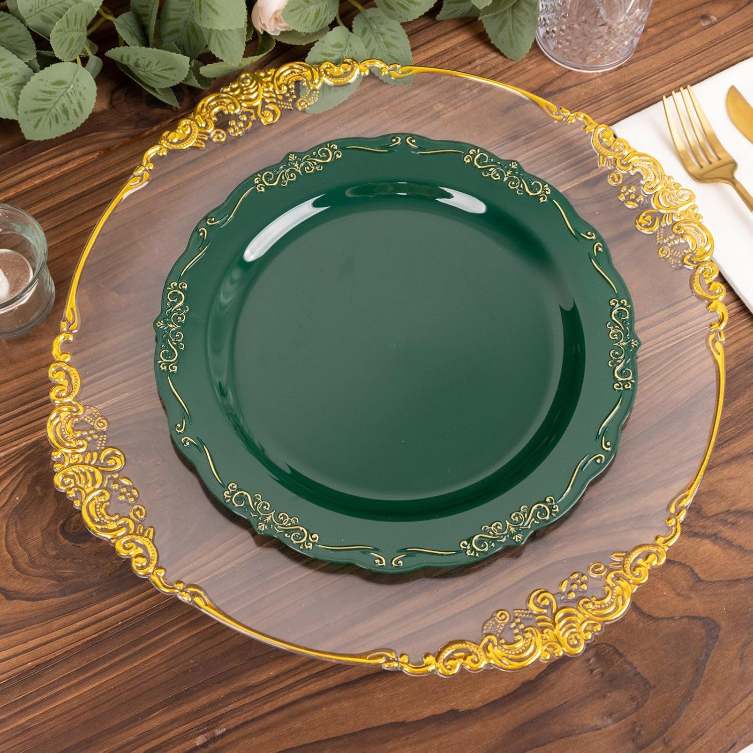 Amazon.com | Efavormart 10 Pack | 10" Hunter Emerald Green With Gold ...