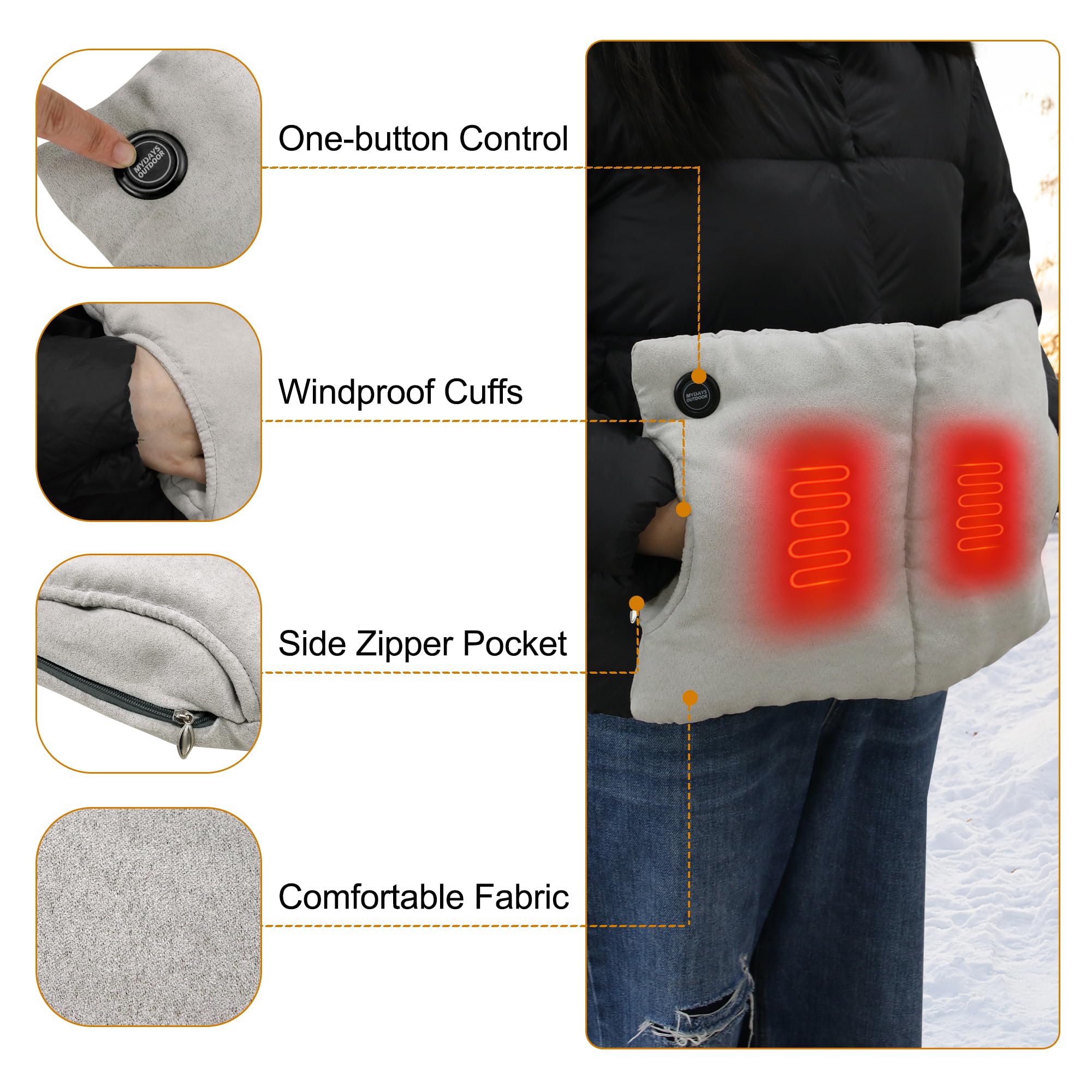 Heated Hand Warmer Pouch, Portable Hand Heating Pad, Heated Gloves ...