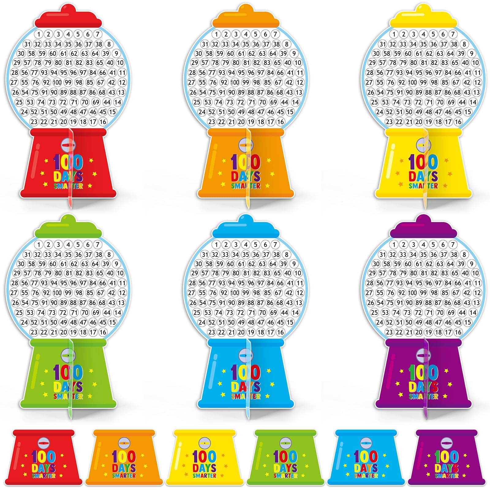 School Celebration Crafts 36-Pcs 100 Days Of School Gumball Machine ...