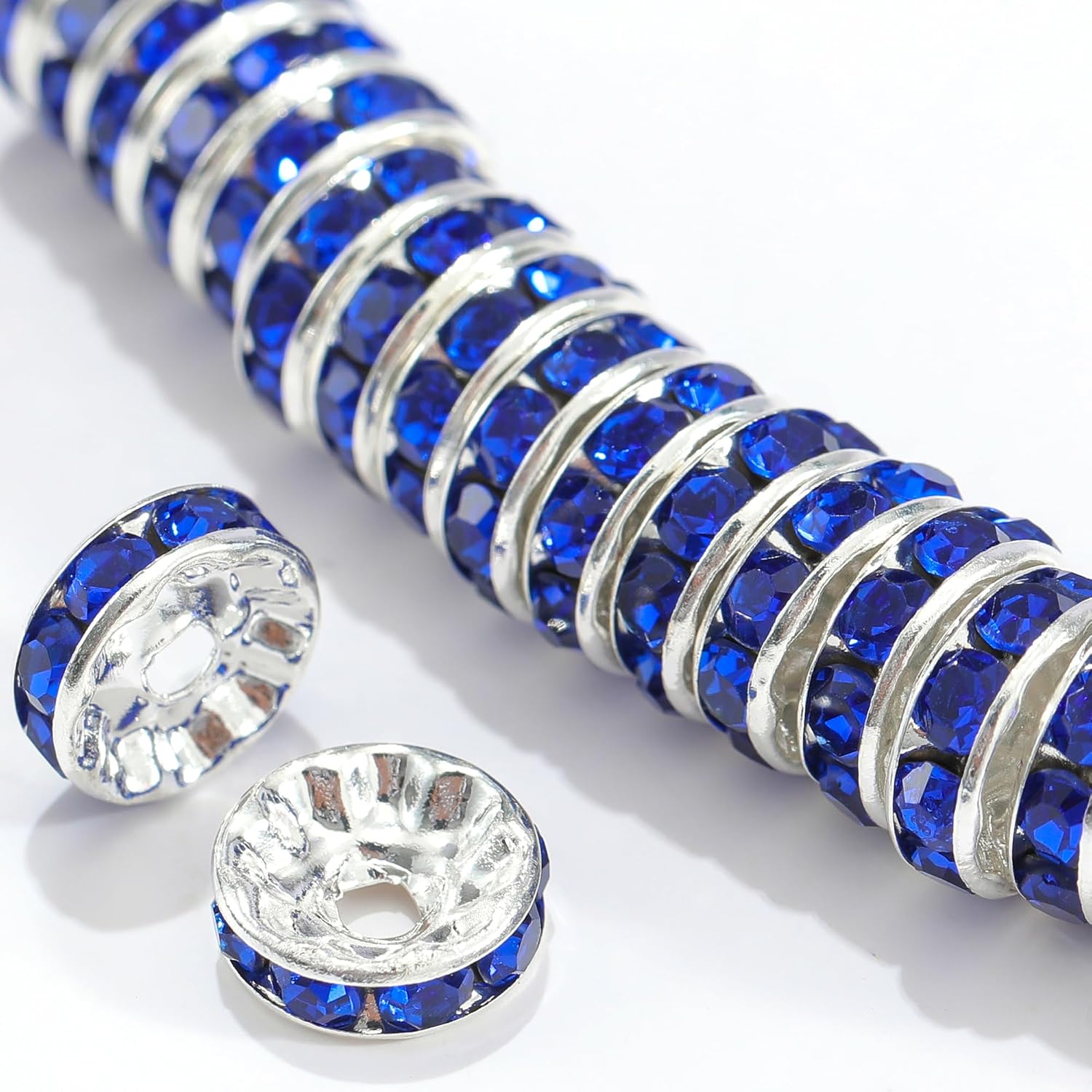 Amazon.com: Guoxin 100Pcs Rondelle Spacer Beads Round Crystal Charms ...