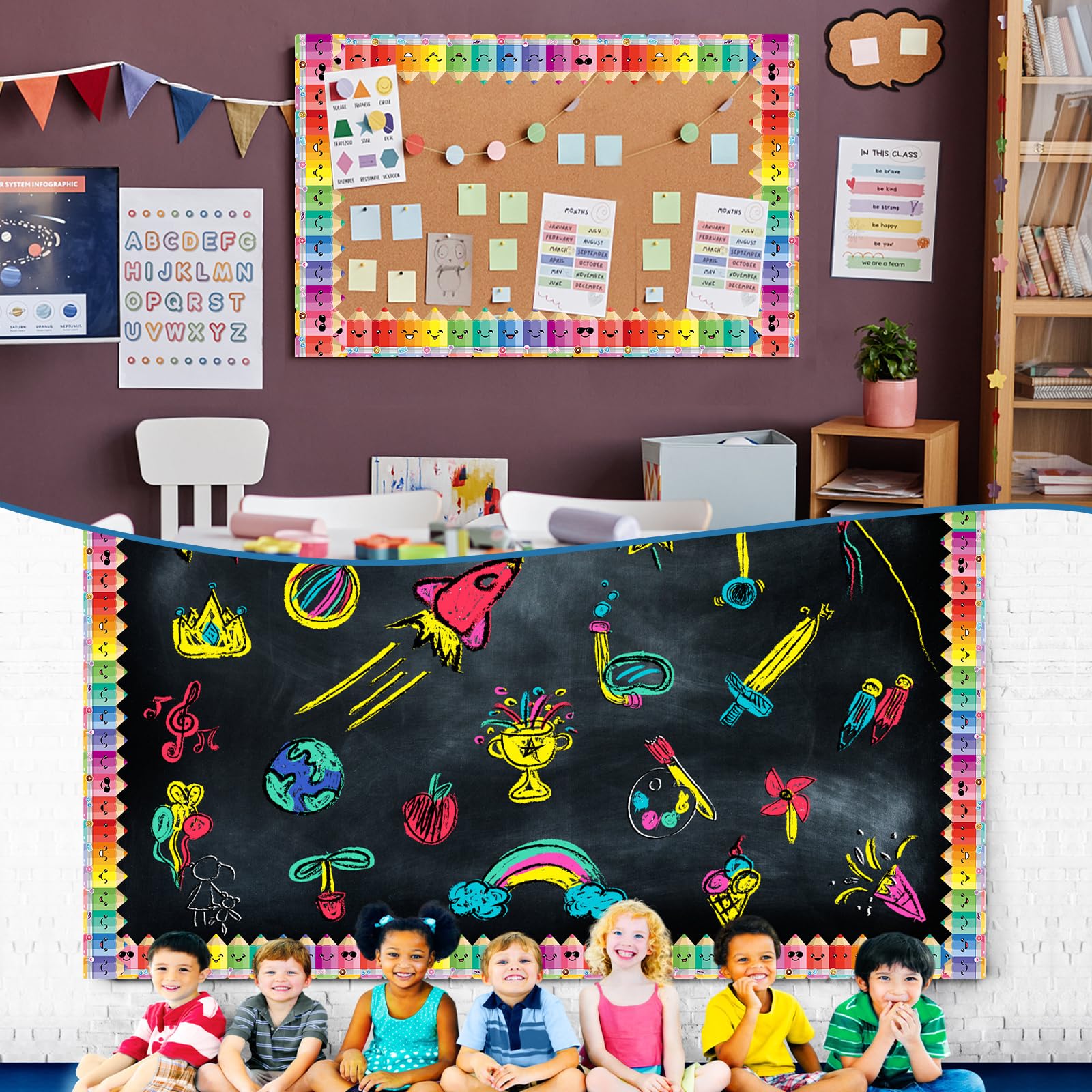 Snapklik.com : 65.6Ft Pencils Bulletin Board Borders, Colored Pencils ...