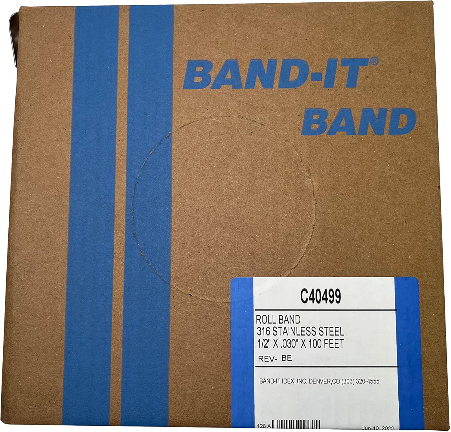 BAND-IT C40499 316 Stainless Steel Uncoated Band, 1/2" Width X 0.030 ...