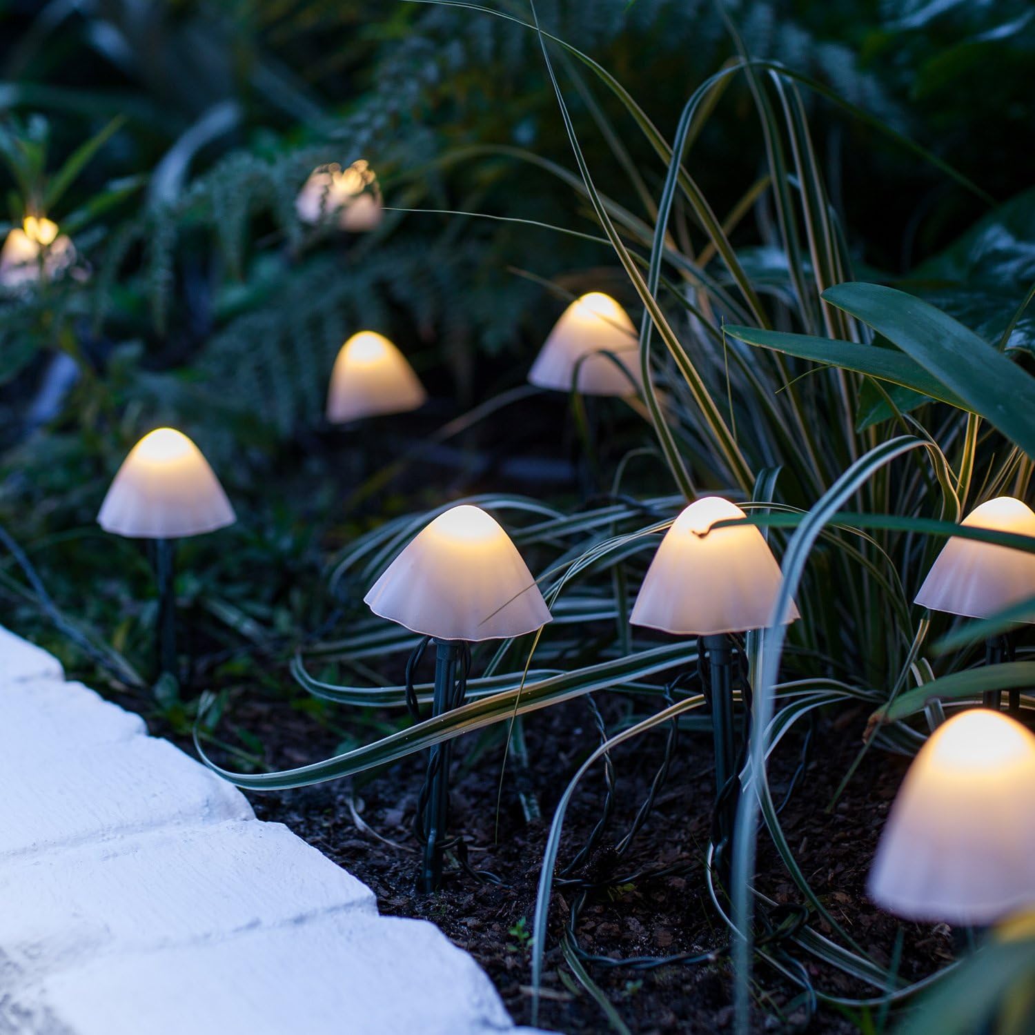 Lights4fun Set of 12 Solar Powered Mini Mushroom Toadstool Outdoor IP44 ...