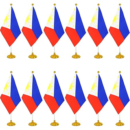 Amazon.com : Philippines Flag Filipino Small Stick Mini Hand Held Flags ...