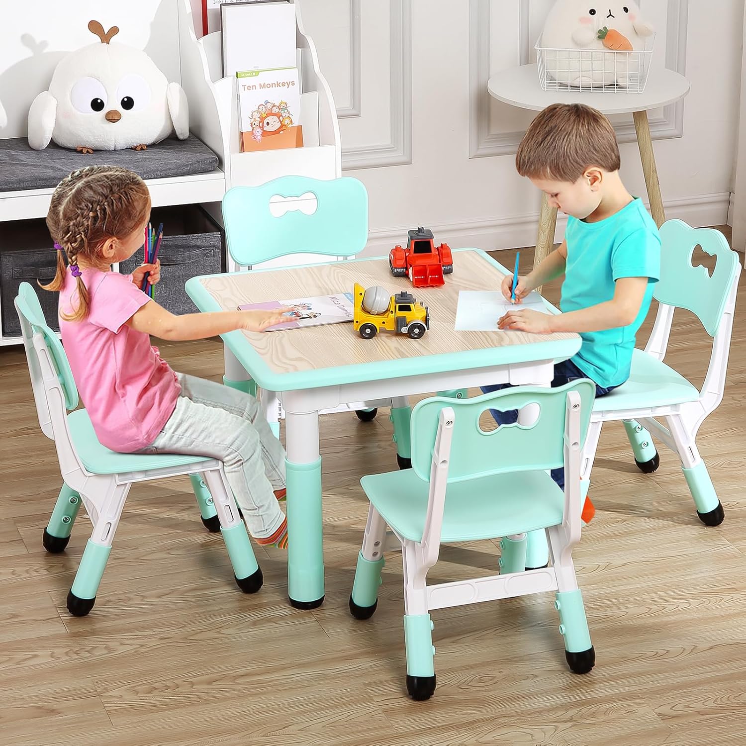 Amazon.com: MilleLoom Kids Table and Chairs, Height Adjustable Children ...