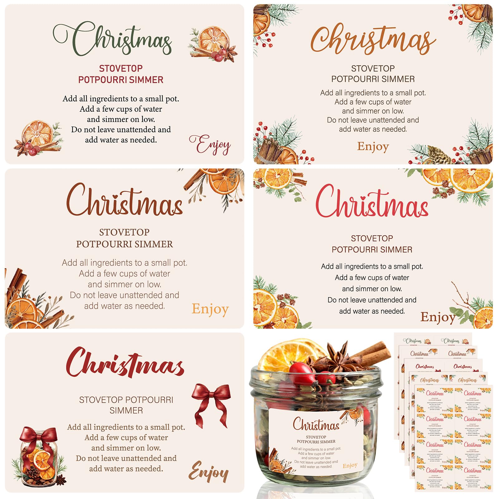 Amazon.com: Fullhawl 80 Pcs Large Christmas Stovetop Potpourri Tag Gift ...