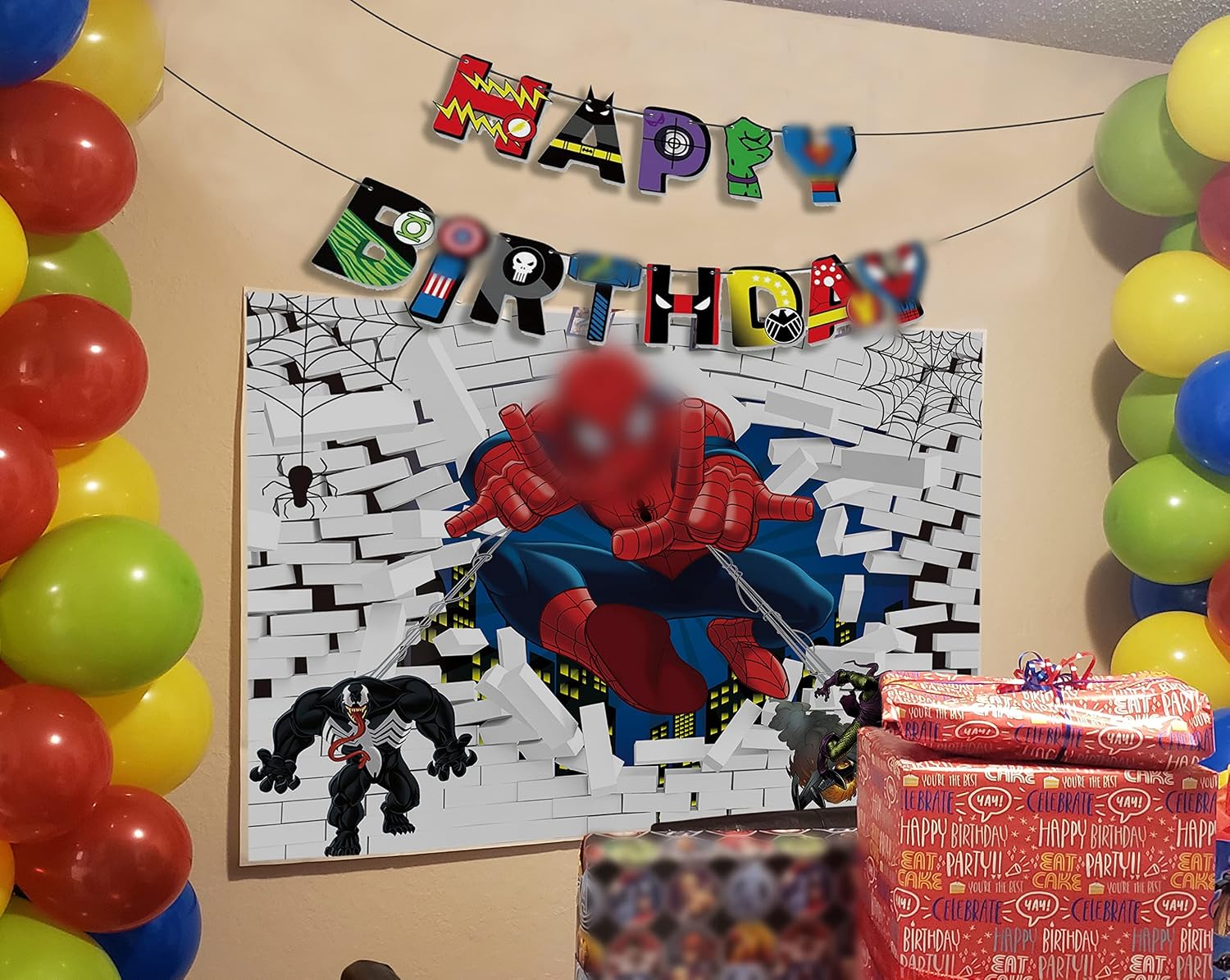 Cartel de cumpleaños con temática de superhéroes para niños suministros ...