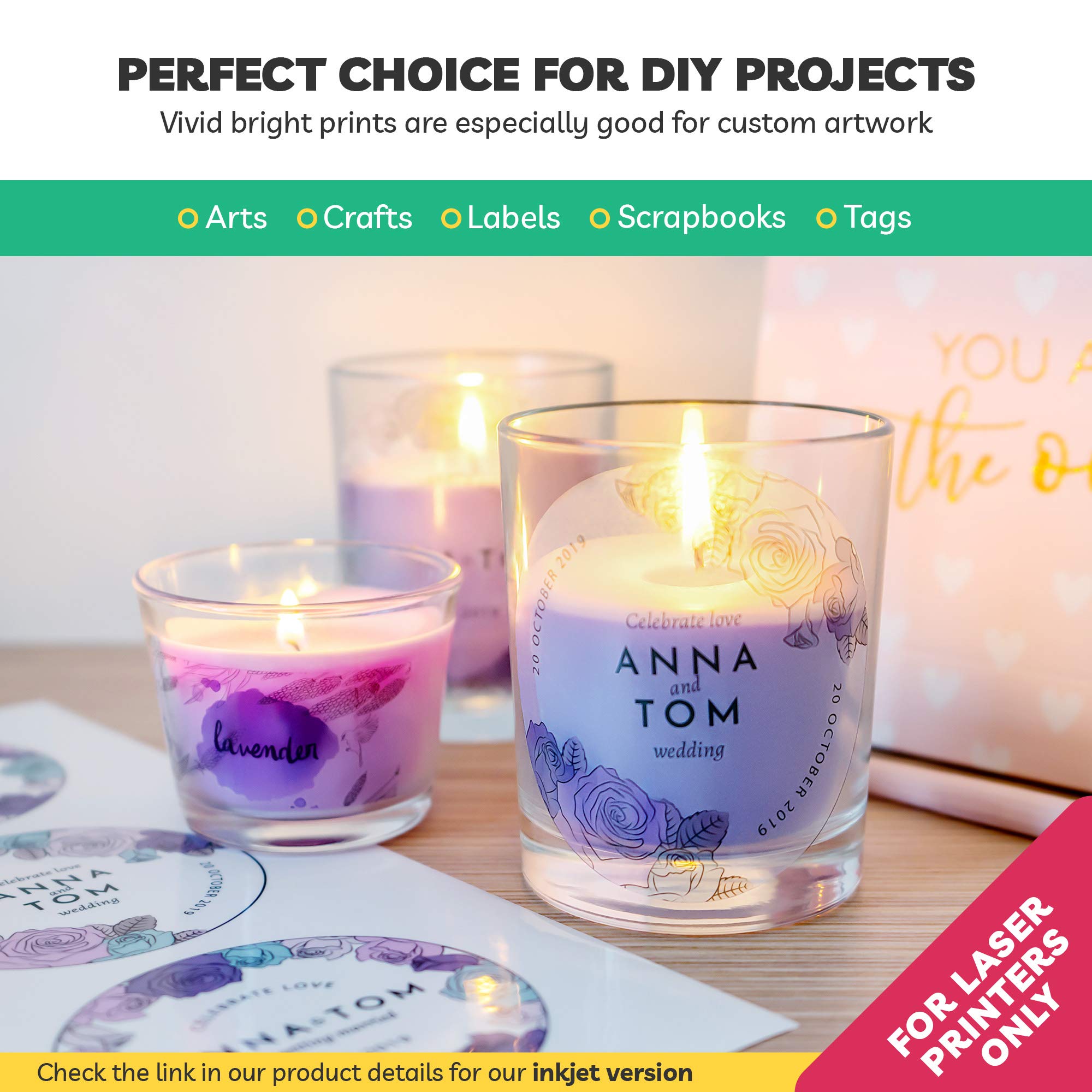 (20 Sheets) Clear Sticker Paper for Laser Printer Vinyl Labels Decal ...