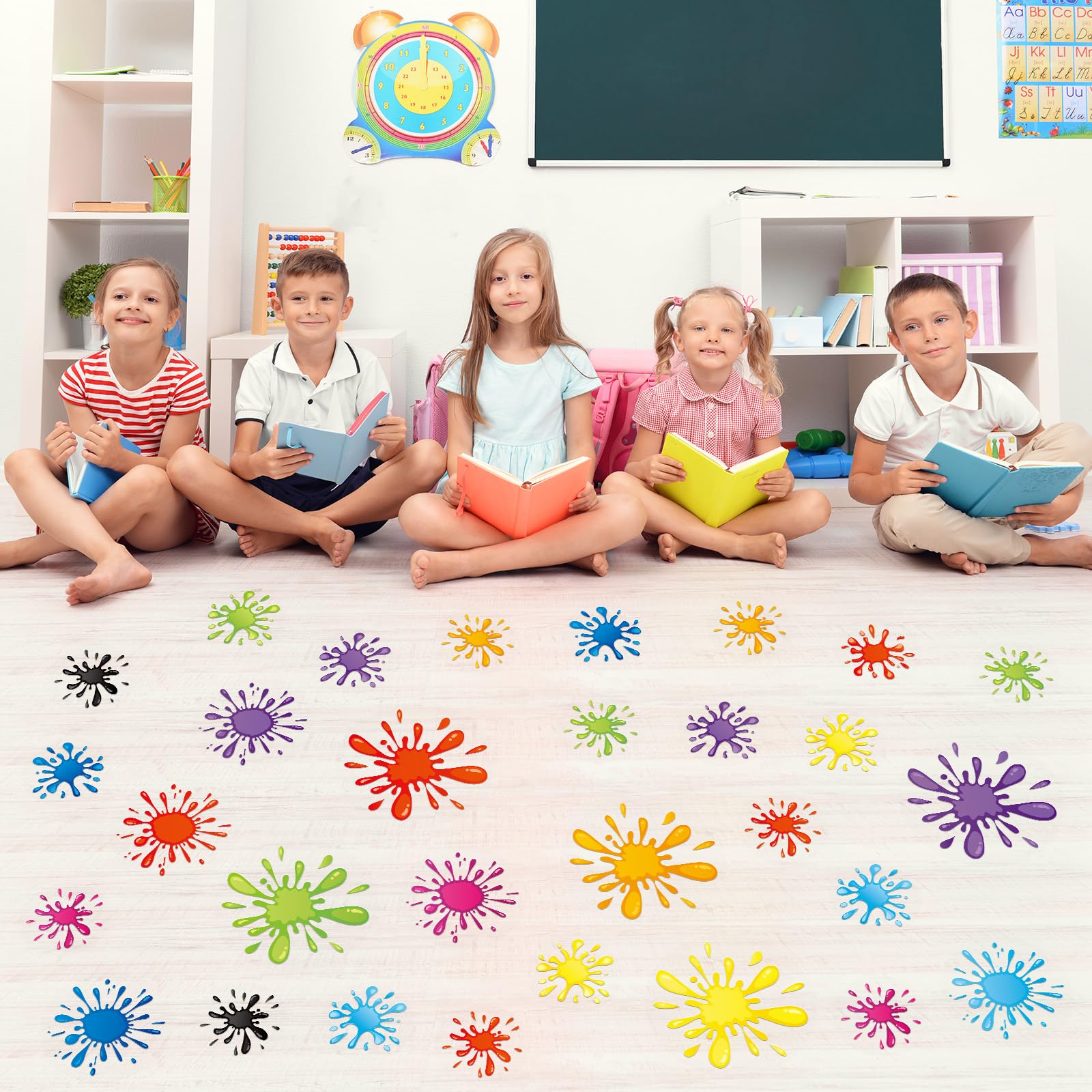 Snapklik.com : 30 Pcs Watercolor Paint Splatter Floor Decal 3 1/4"-6 1/ ...