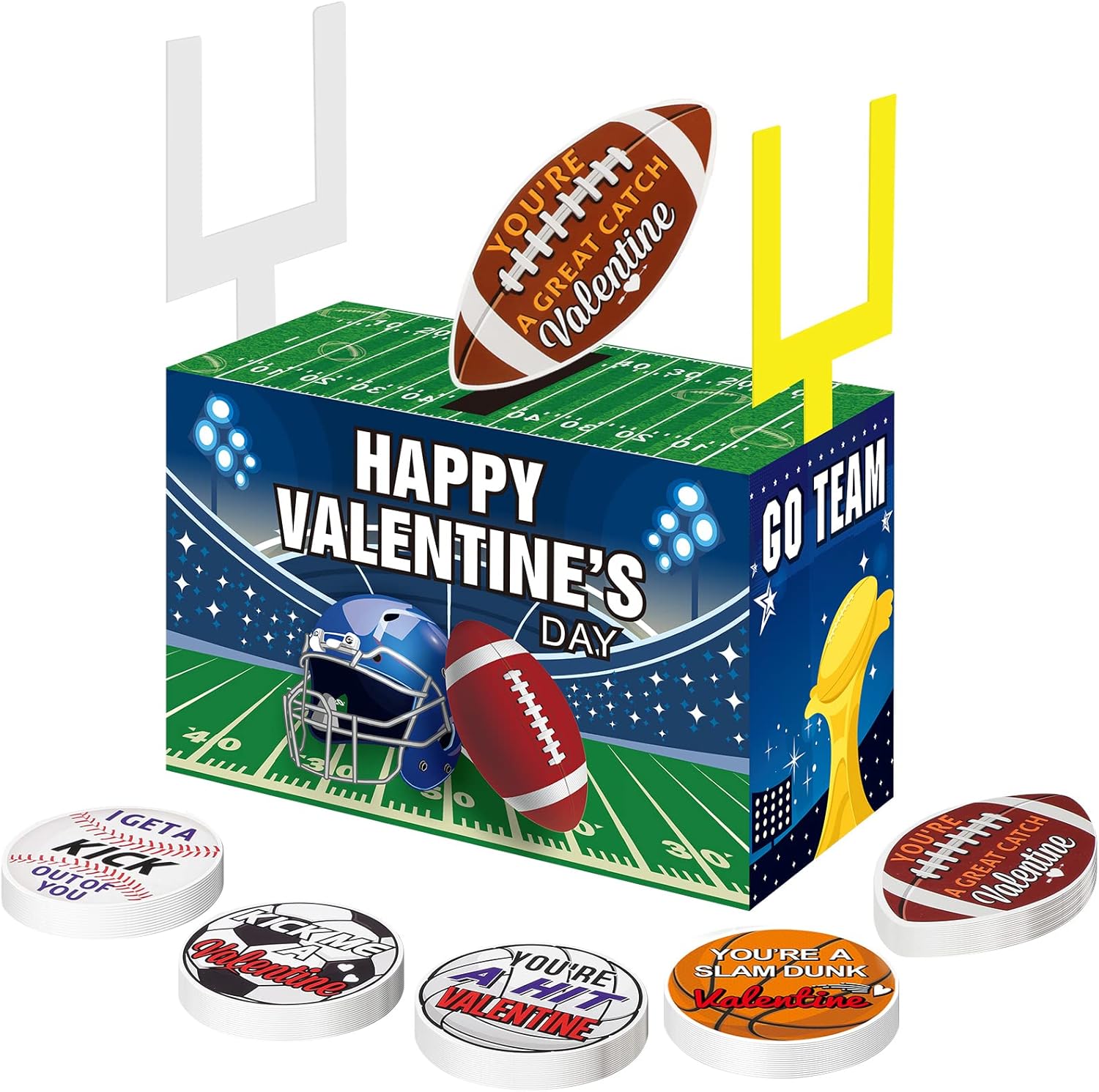 Amazon.com: Crtiin Valentine's Day Football Box with 50 Pcs Football ...