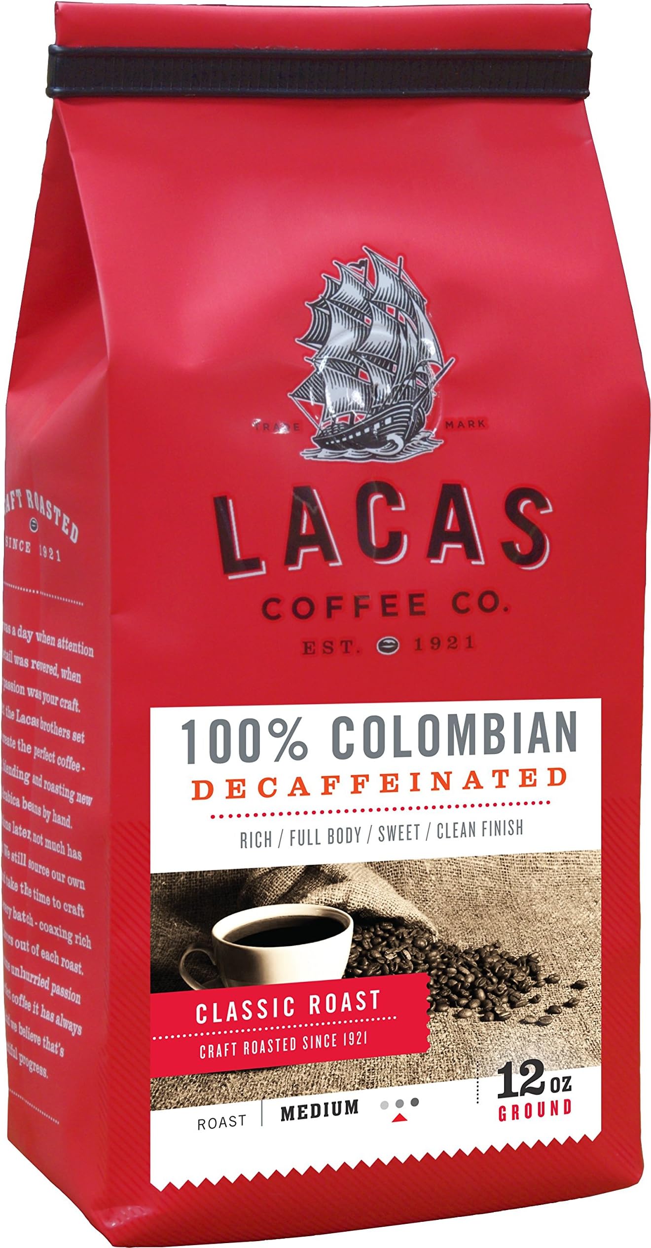 Amazon.com : Lacas Coffee Company Lacas Dark Note Whole Bean 12 oz ...