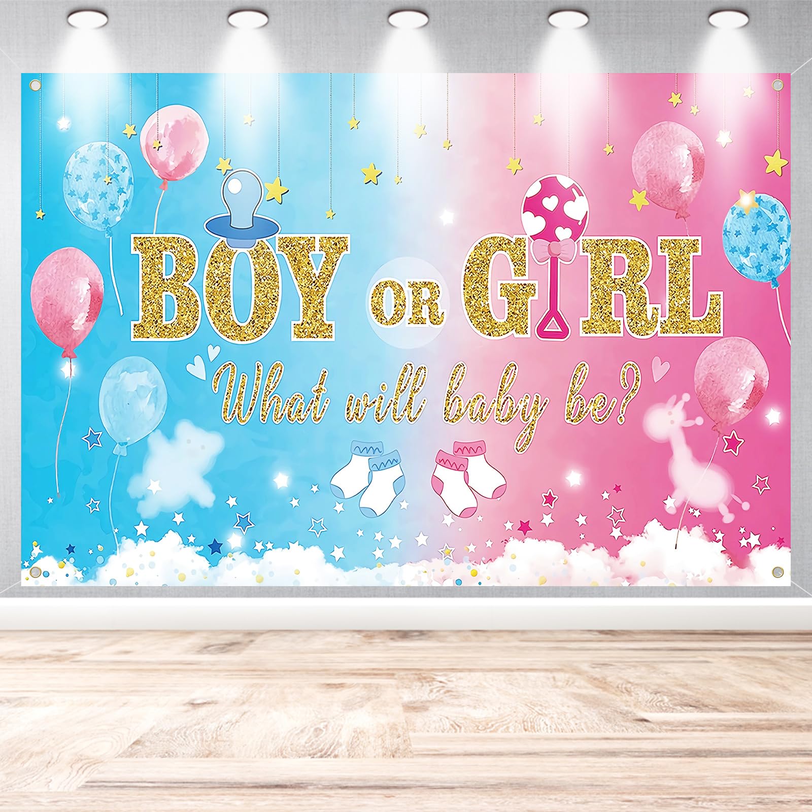 Pink and Blue Gender Reveal Background Decorations Boy Or Girl Gender ...
