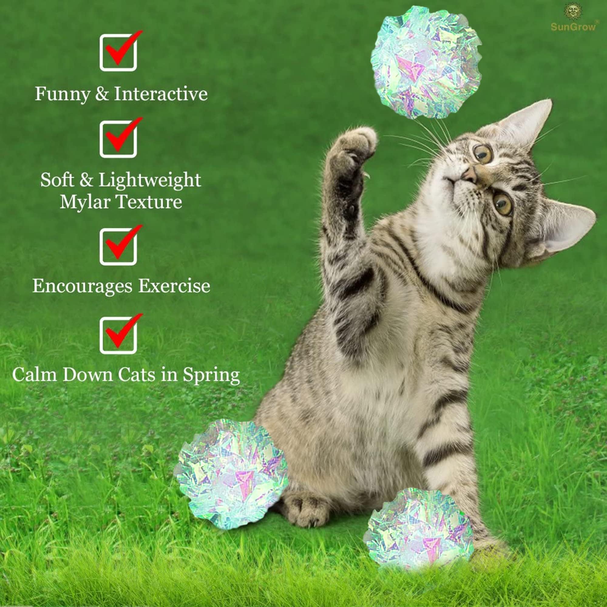 Snapklik.com : Mylar Cat Crinkle Balls, 2", Shiny And Stress Buster Toy ...