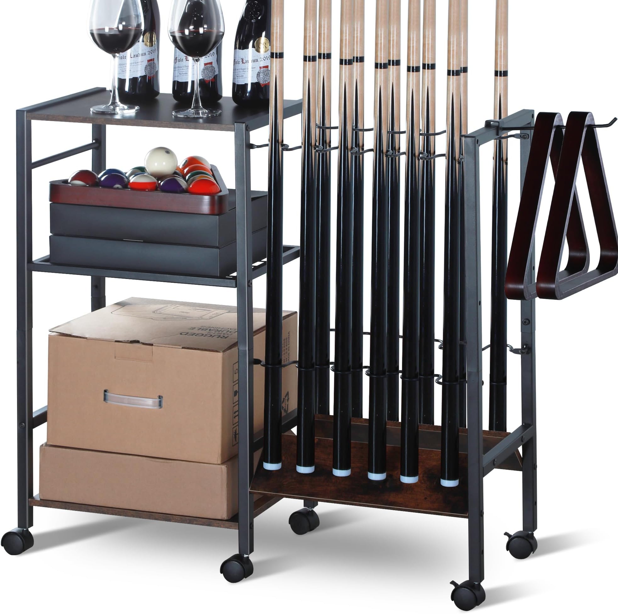 Amazon.com: Shinoske Pool Cue Rack with Wheels - Portable Rolling Pool ...