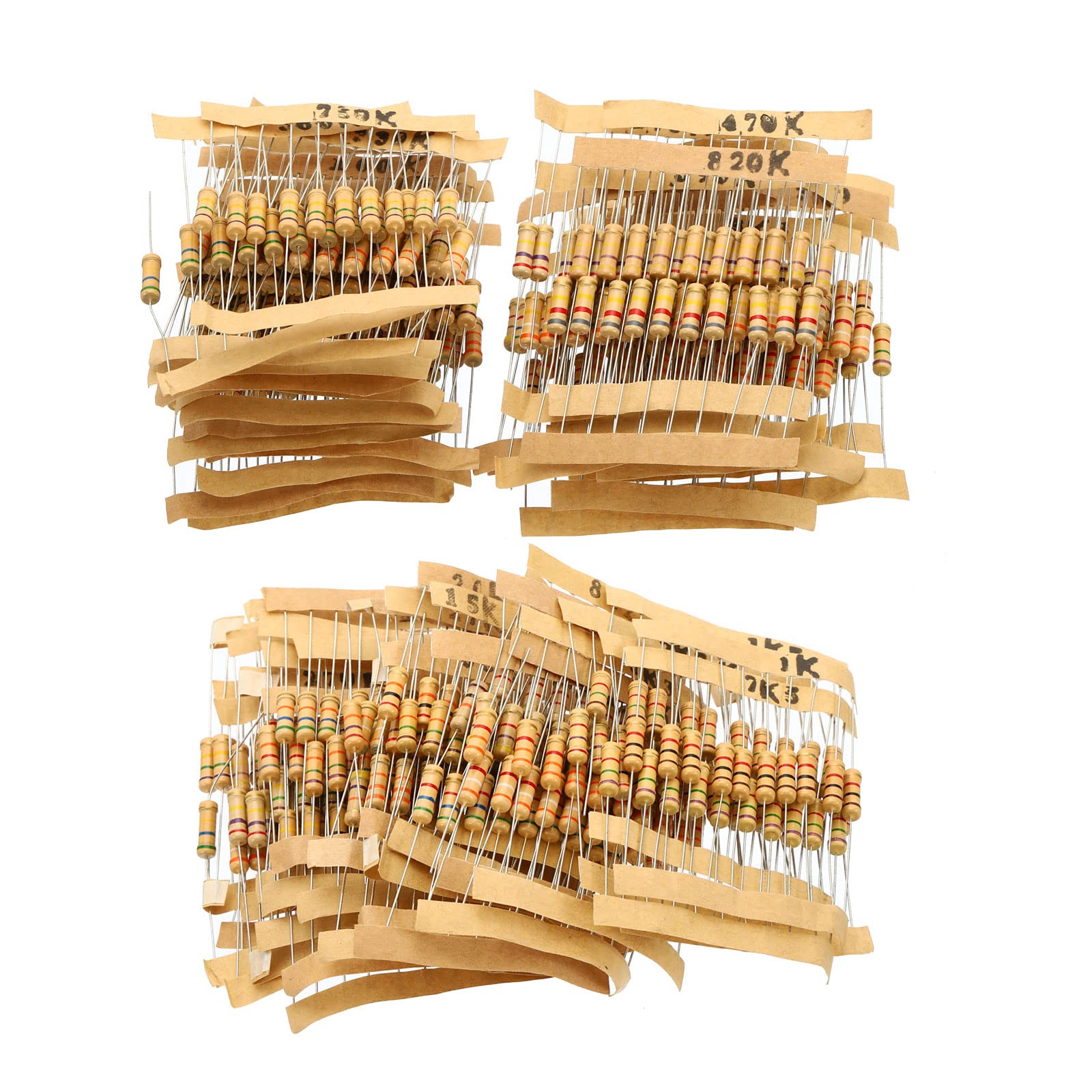 PATIKIL 1Watt 1K-820K Ohm Carbon Film Resistor, 300 Pcs 30 Values ...