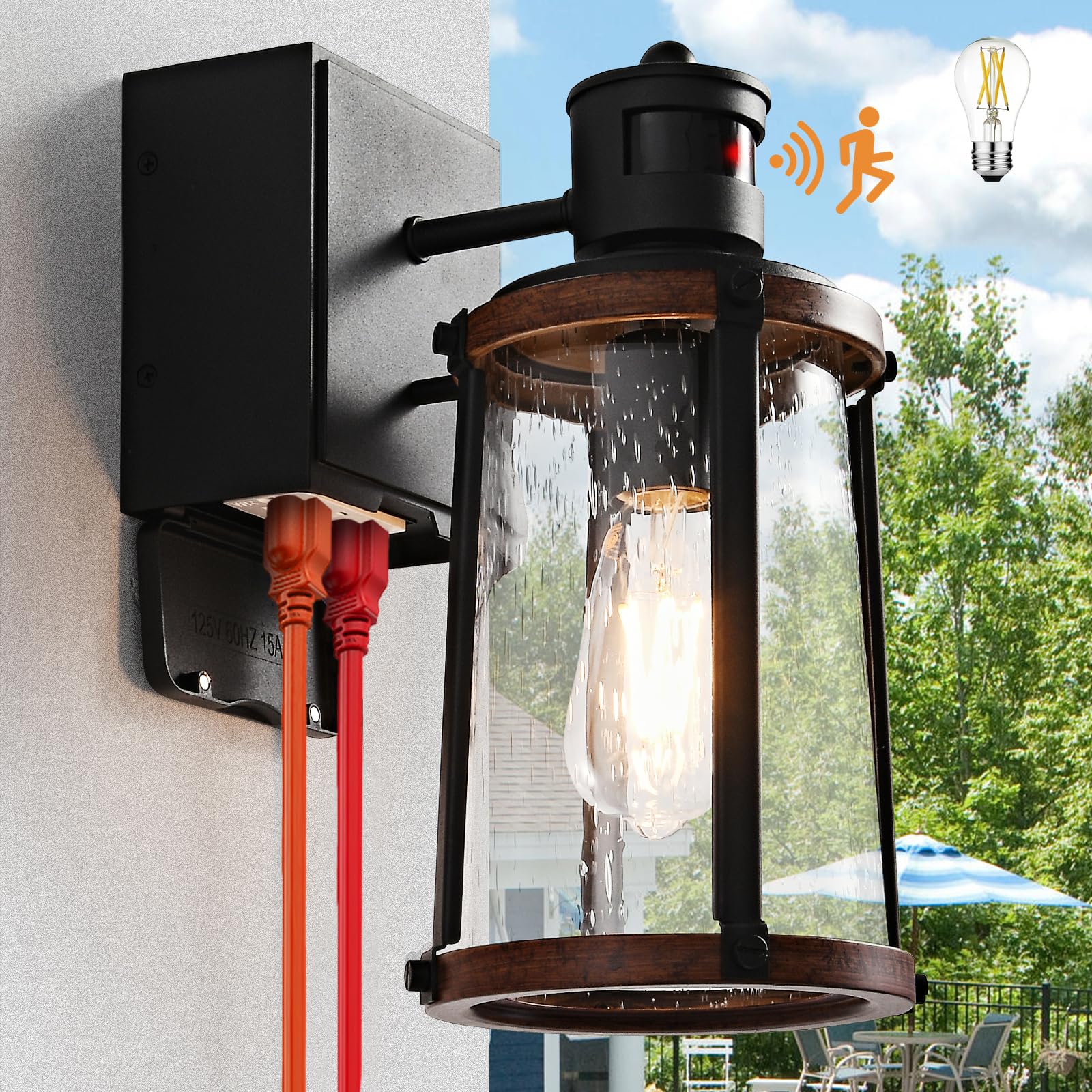 JOKAONOTL Dusk to Dawn Motion Sensor Outdoor Lighting Waterproof ...