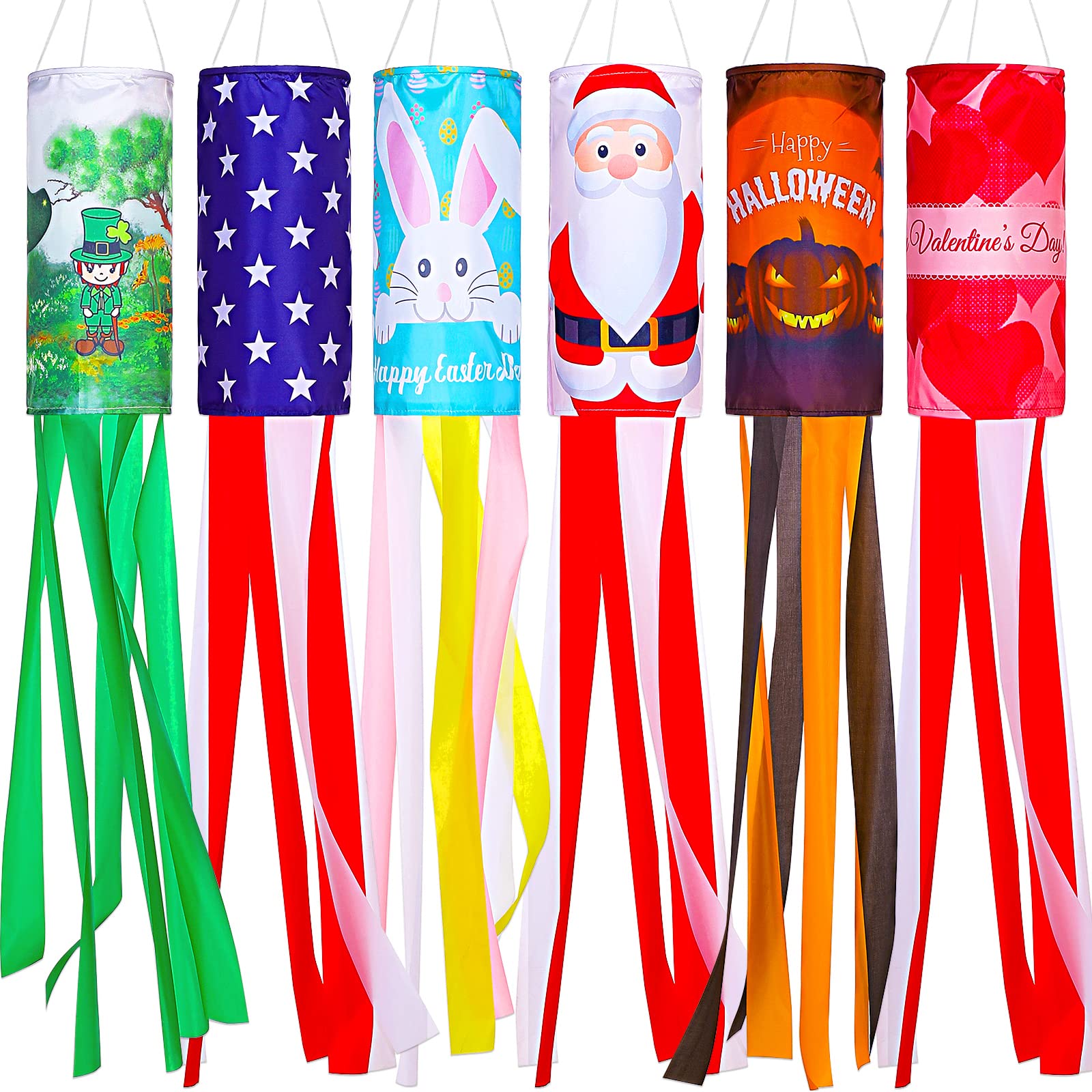 Amazon.com : Tatuo 6 Pcs Seasonal Windsock Valentine's Day Windsock ...