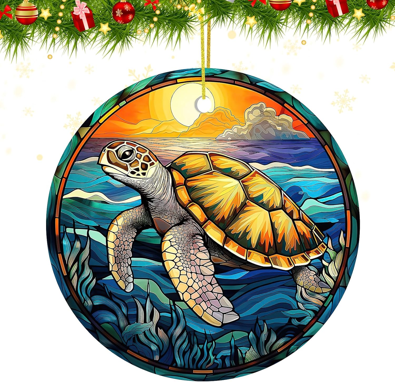 Amazon.com: Christmas Ornaments 2025, Colorful Sea Turtle Christmas ...