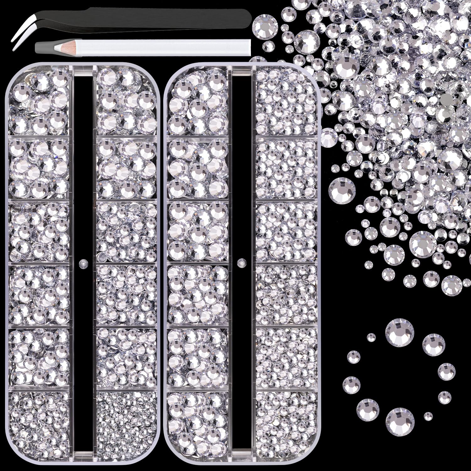 Amazon.com: Resin Rhinestones for Crafting, 2 Boxes Clear Flatback ...