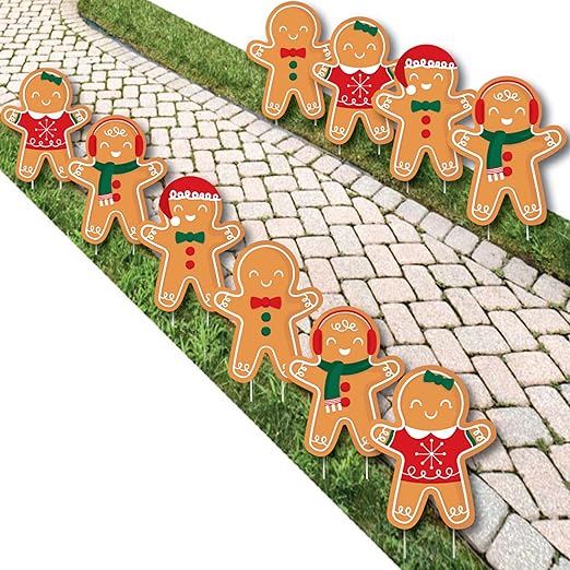 Amazon.com : Big Dot of Happiness Gingerbread Christmas - Lawn ...