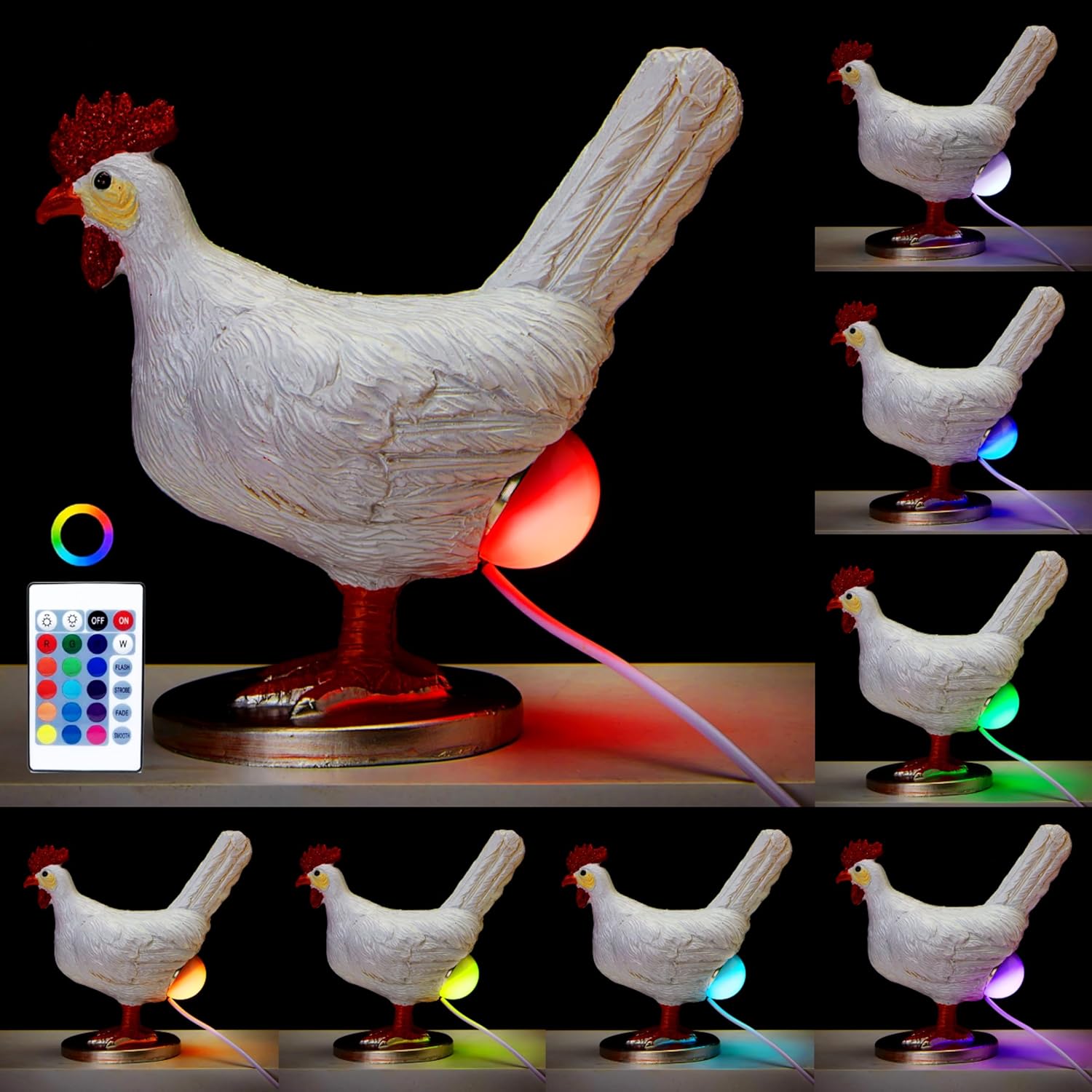 LGY3DLight Chicken Egg Lamp, 16 Colors Change, 3D Resin Chicken Lamp ...