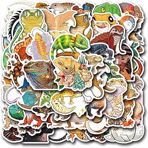 Amazon.com: 55Pcs Lizard Stickers Cute Lacertid Animal Graffiti Decals ...