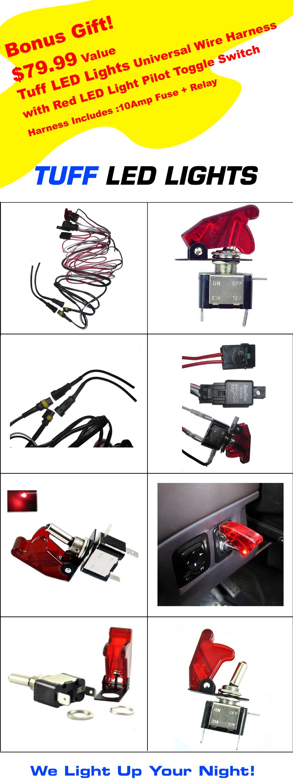 Buy Tuff LED Lights 2 Pack of 2" Inch Square 10 Watt Tuff Cree LED Work ...